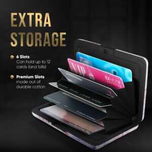 TopMost RFID-Blocking Aluminum Wallet Credit Cards Holder for men & women - Slots for 12 Cards And Bills (Marble Texture)