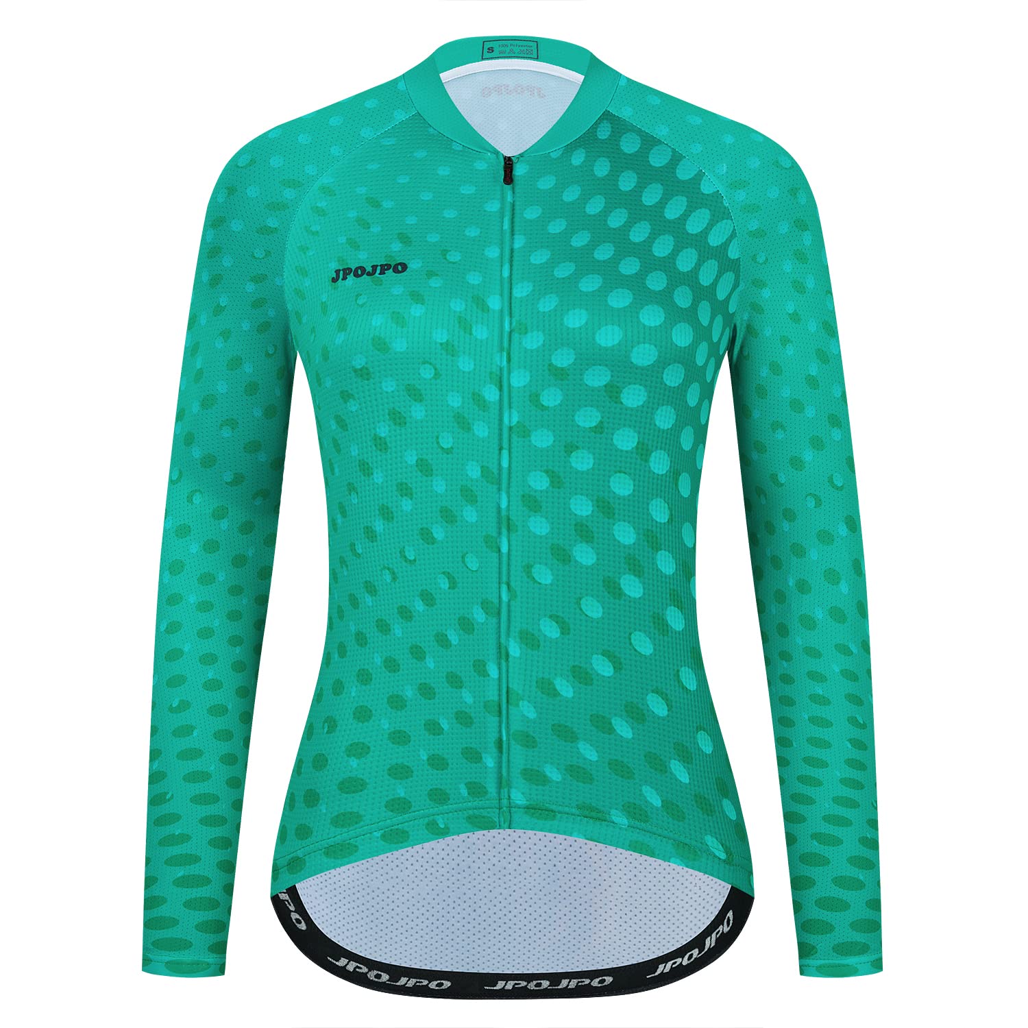 YOUALSO Bike Jersey Women Long Sleeve Cycling Shirt With Pockets Green Dots M