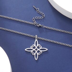 Dreamtimes Silver Color Witch Necklace for Women Celtic Knot Necklace Witches Knot Protection Amulet Triquetra Necklace Wiccan Jewelry Satanic Necklace Witch Pendant Jewelry (Silver)