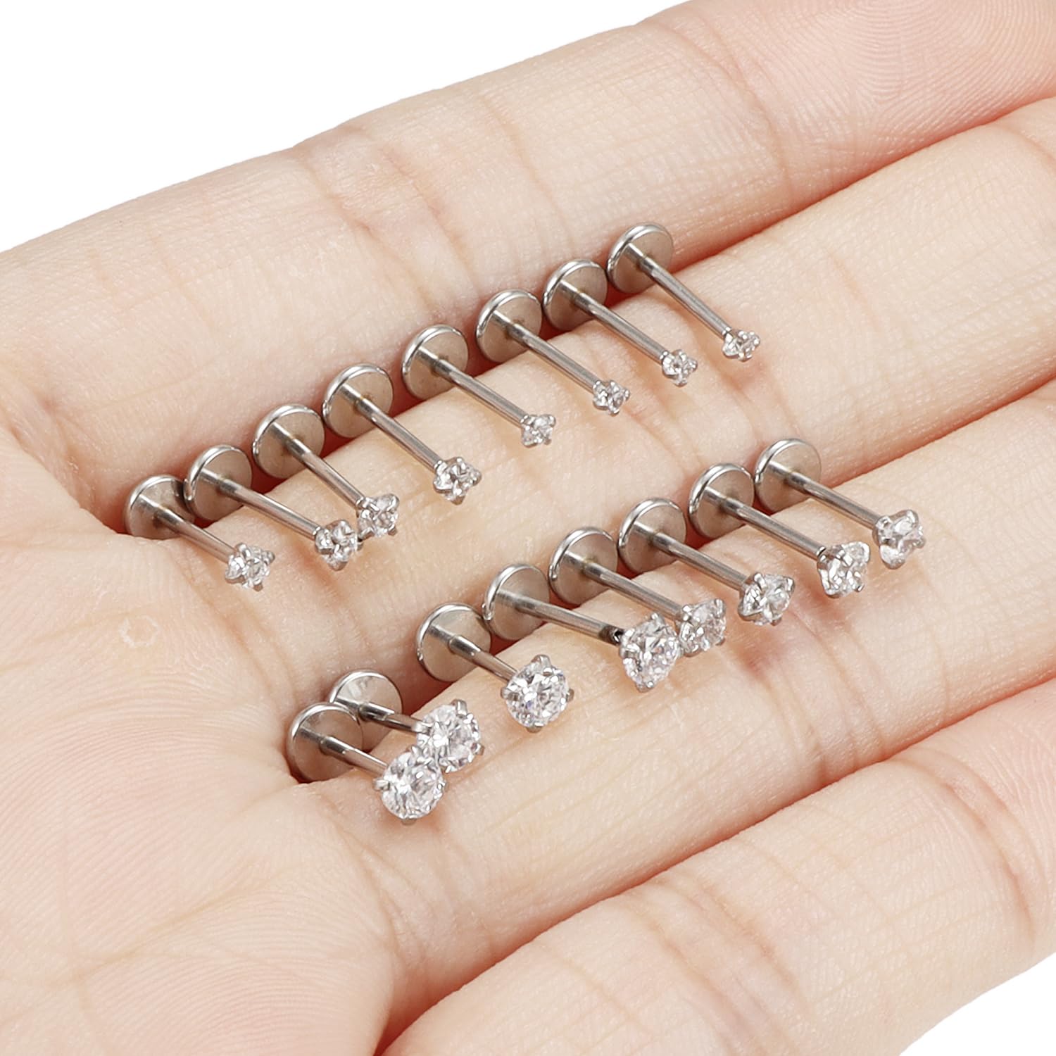 Lsnevsie 20G Push in Theadless Nose Rings Studs Stainless Steel Hypoallergenic Nose Rings Studs Piercing Jewelry for Women Men Diamond 1.5mm 2mm 2.5mm 3mm, Metal Crystal, stainless-steel