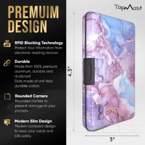 TopMost RFID-Blocking Aluminum Wallet Credit Cards Holder for men & women - Slots for 12 Cards And Bills (Marble Texture)