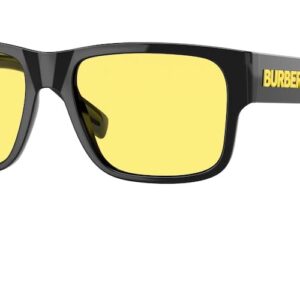 BURBERRY Knight BE4358 300185 57MM Black/Yellow Square Sunglasses for Men + BUNDLE With Designer iWear Eyewear Kit