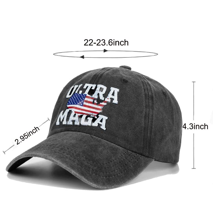 High End Ultra MAGA Hat American Flag Baseball Cap 2024 Trump Trucker Hat for Women Men Distressed Black X-Small-3X-Large