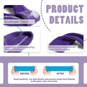 3 Pack Men & Women Sweatband Headband Terry Cloth Moisture Wicking for Sports Tennis Gym Work Out (Purple,Sky Blue,Blue)