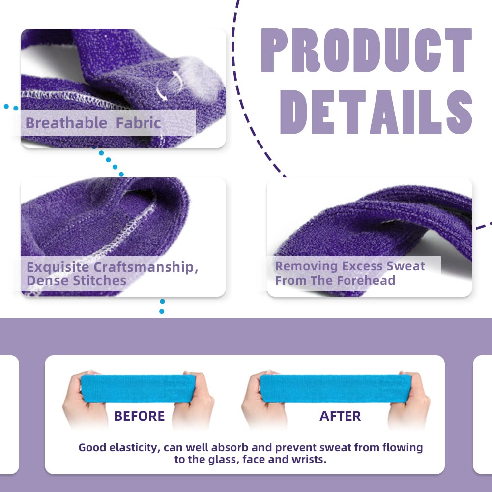 3 Pack Men & Women Sweatband Headband Terry Cloth Moisture Wicking for Sports Tennis Gym Work Out (Purple,Sky Blue,Blue)