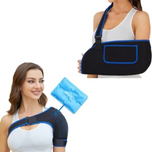 kkoomi arm sling for shoulder injury,rotator cuff pillow, arm sling shoulder immobilizer, with adjustable padded shoulder brace for women&men shoulder brace gel ice pack shoulder pain relief