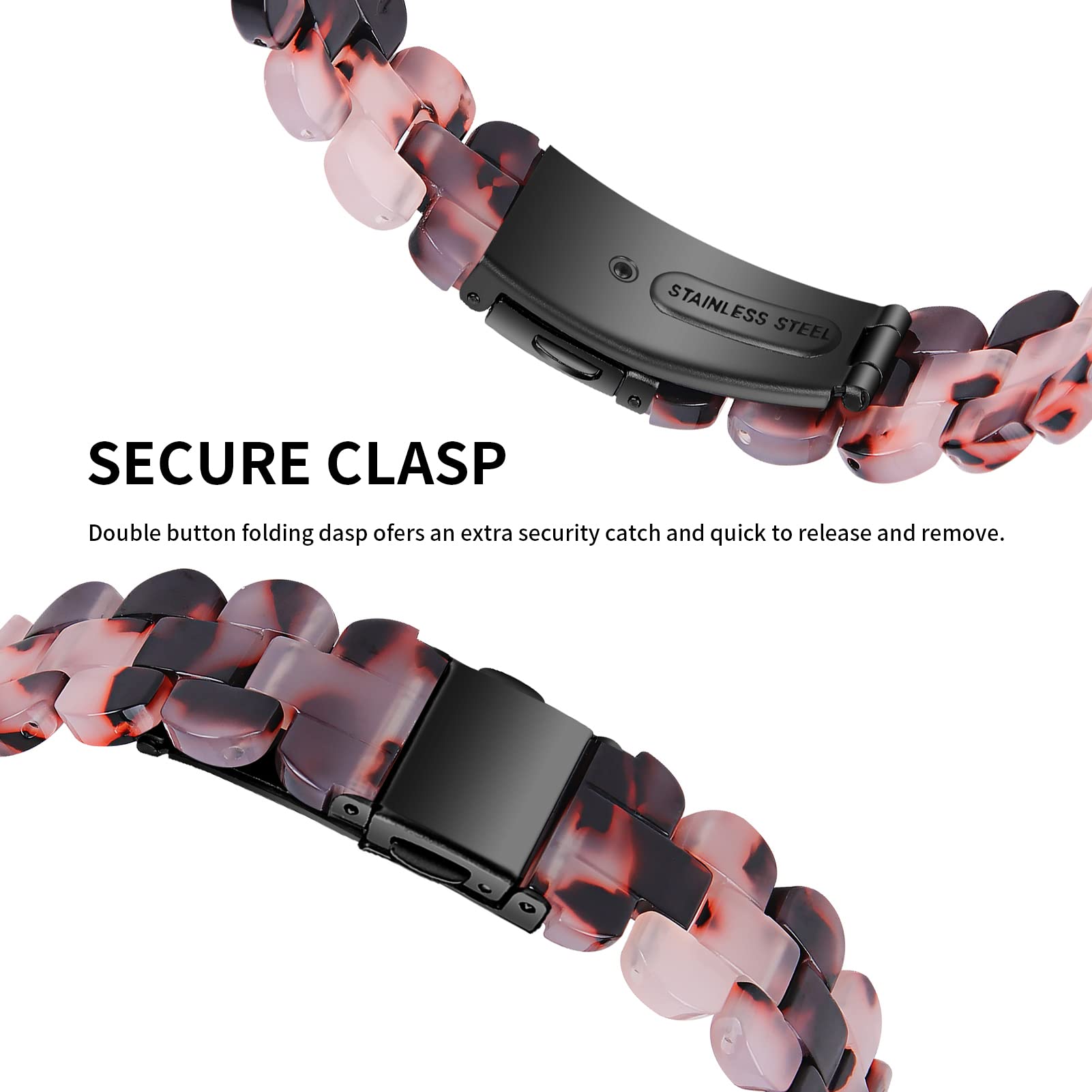 AWSMORE Resin Band Compatible With Fitbit Inspire 2/Inspire HR/Inspire Bands Slim Tortoise Band Replacement Wristband Accessory Strap Blacelet For Women