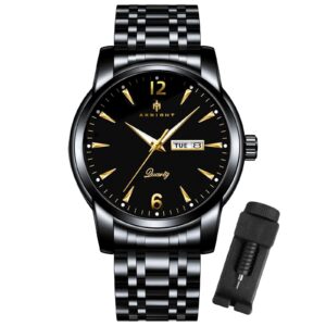 by benyar aknight watches for men quartz movement watch，waterproof luminous men's watch, stainless steel strap business watches