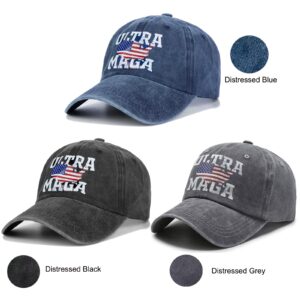 High End Ultra MAGA Hat American Flag Baseball Cap 2024 Trump Trucker Hat for Women Men Distressed Black X-Small-3X-Large