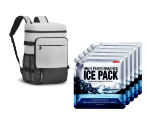 40 cans backpack cooler leakproof lightweight insulated with 5 ice pack for coolers long lasting for lunch picnic fishing hiking camping park beach