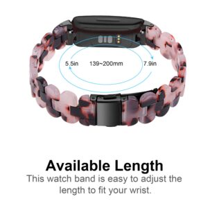 AWSMORE Resin Band Compatible With Fitbit Inspire 2/Inspire HR/Inspire Bands Slim Tortoise Band Replacement Wristband Accessory Strap Blacelet For Women