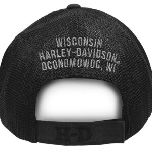 Harley-Davidson Men's Embroidered Skull & H-D Text Mesh Trucker Cap Black