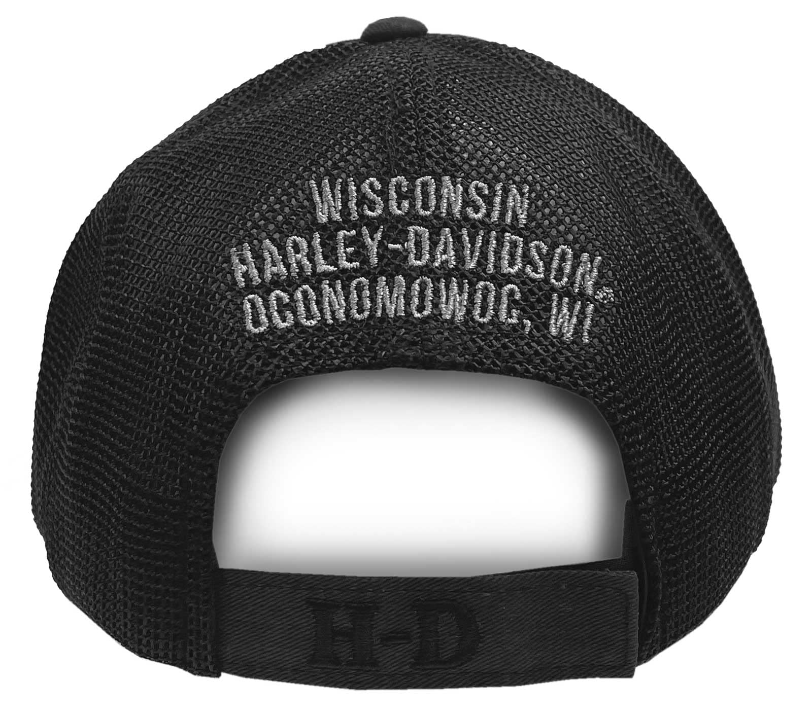 Harley-Davidson Men's Embroidered Skull & H-D Text Mesh Trucker Cap Black