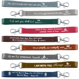 45 pieces christian keychains bulk inspirational bible verse key chains polyester scripture keyrings religious party gifts (dark, classic)