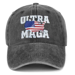 High End Ultra MAGA Hat American Flag Baseball Cap 2024 Trump Trucker Hat for Women Men Distressed Black X-Small-3X-Large