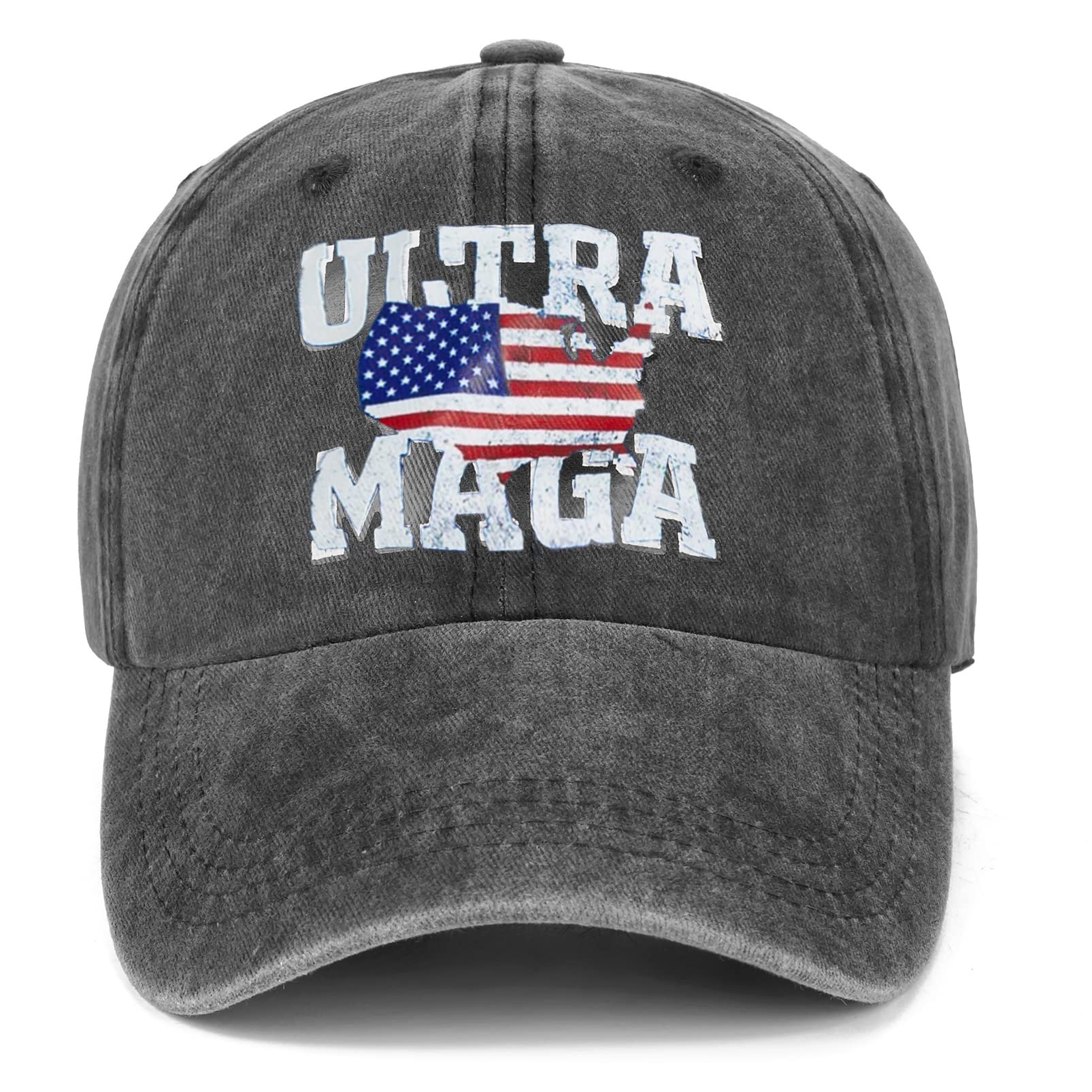 High End Ultra MAGA Hat American Flag Baseball Cap 2024 Trump Trucker Hat for Women Men Distressed Black X-Small-3X-Large