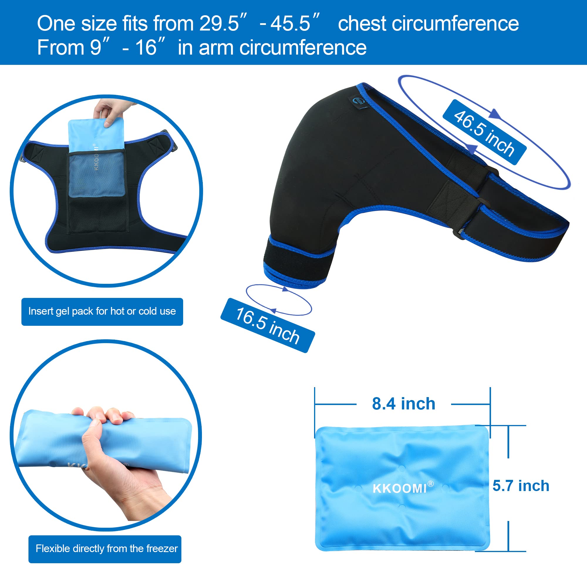 KKOOMI Arm Sling for Shoulder Injury,Rotator Cuff Pillow, Arm Sling Shoulder Immobilizer, with Adjustable Padded Shoulder Brace for Women&Men Shoulder Brace Gel Ice Pack Shoulder Pain Relief