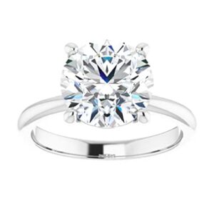 10k solid white gold handmade engagement rings, 3 ct round cut moissanite diamond solitaire wedding/bridal rings for women/her, minimalist anniversary ring gifts (8.5)