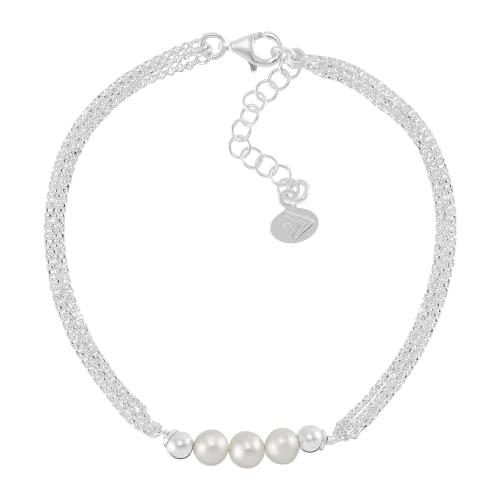 Silpada 'Pearl City' Sterling Silver Freshwater Pearl Chain Bracelet, 7" + 1"