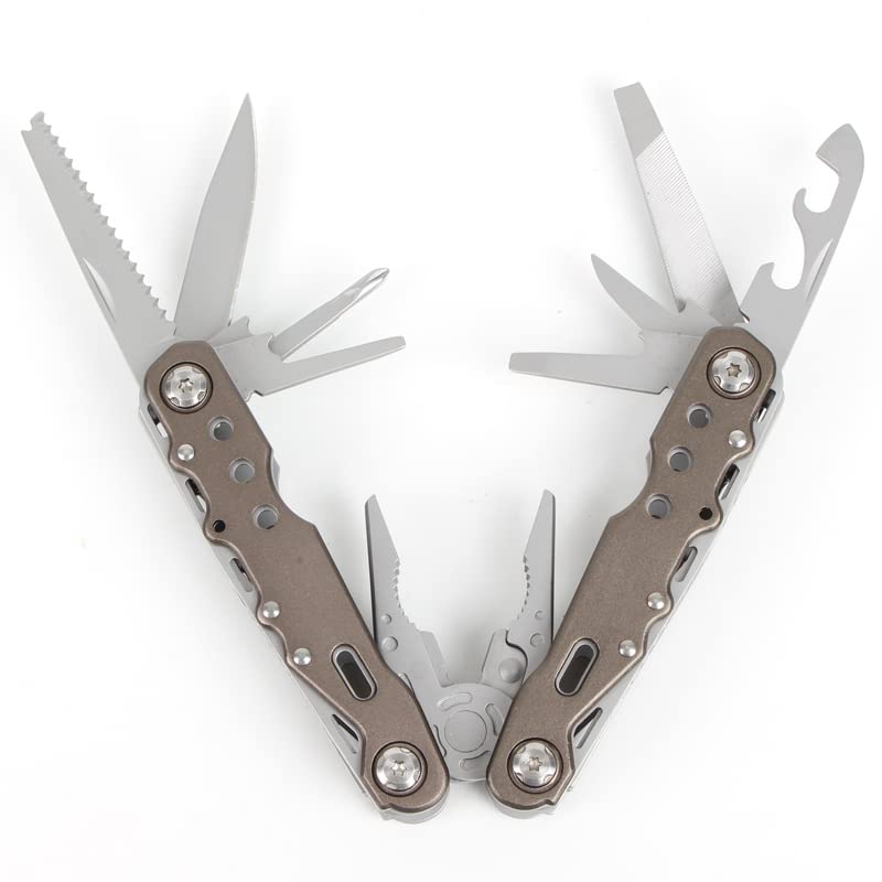 Aolacow Multi-Tool Knife Pliers Knife Saw Kit Survival Folding Multi-Tool with Screwdriver Bit Set Outdoor Fishing Camping Accessories Emergency Multifunction (14pcsFO-4111)