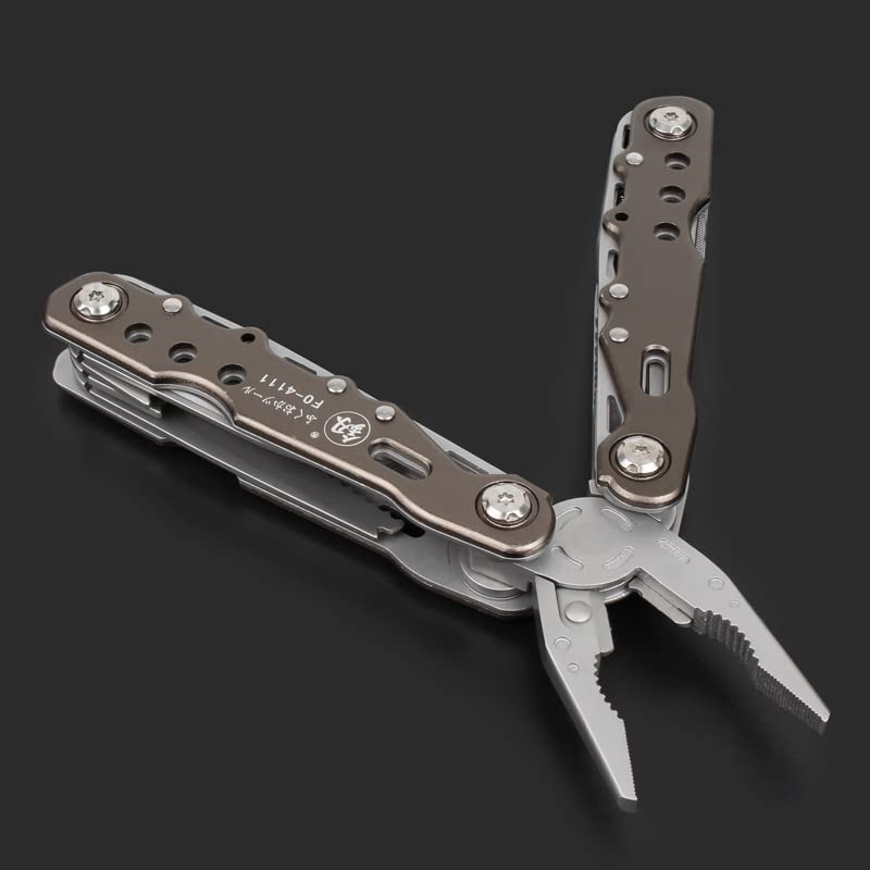 Aolacow Multi-Tool Knife Pliers Knife Saw Kit Survival Folding Multi-Tool with Screwdriver Bit Set Outdoor Fishing Camping Accessories Emergency Multifunction (14pcsFO-4111)