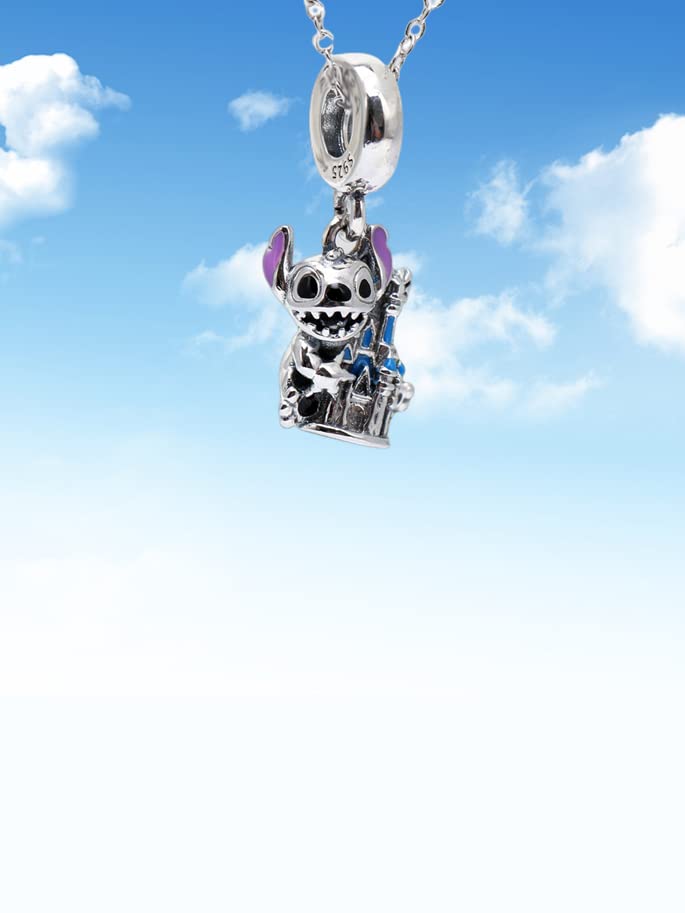 BEEUVIP Stitch Magic castle Dangle Charm 925 Sterling Silver Openwork Bead for Charm Bracelets and Necklaces, Birthday Mothers Day Jewelry Gifts Women