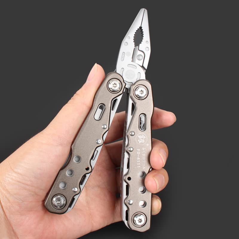 Aolacow Multi-Tool Knife Pliers Knife Saw Kit Survival Folding Multi-Tool with Screwdriver Bit Set Outdoor Fishing Camping Accessories Emergency Multifunction (14pcsFO-4111)