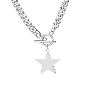 mifynn silver star cuban link necklace fashion style star necklaces for women, silver necklace for women to surprise friends and relatives, friendship necklace is also the best birthday gift