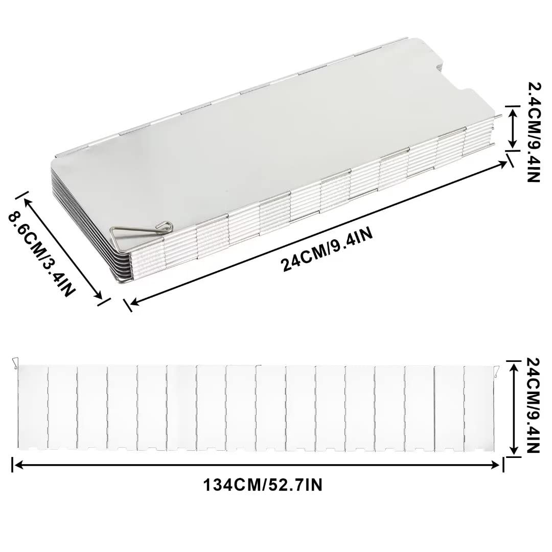 Folding Stove Windscreen for Camping Stove Windshield 16 Plates Camping Burner Windshield Lightweight Camp Stove Windscreen for Butane Burner Wind Screen Aluminium Alloy Grill Wind Blocker