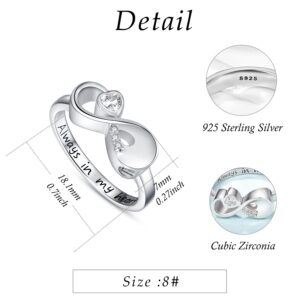 Ashes Ring 925 Sterling Silver Infinity Cremation Ring for Ashes Urn Ring Keepsake Jewelry for Women Men Pet