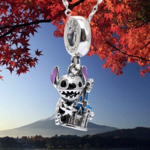 BEEUVIP Stitch Magic castle Dangle Charm 925 Sterling Silver Openwork Bead for Charm Bracelets and Necklaces, Birthday Mothers Day Jewelry Gifts Women