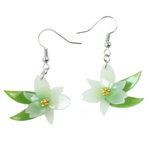 genshin impact earrings venti's cecilia flower dangle earrings cosplay accessories collectable gift for genshin gamer & anime fans, simple white flower jewelry for women girls.