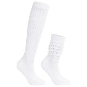 zando slouch socks women scrunchie socks heavy sexy soft extra long stacked boot socks knee high knit boot socks colorful socks 80s 90s clothes 80s 90s socks outfit socks white one size