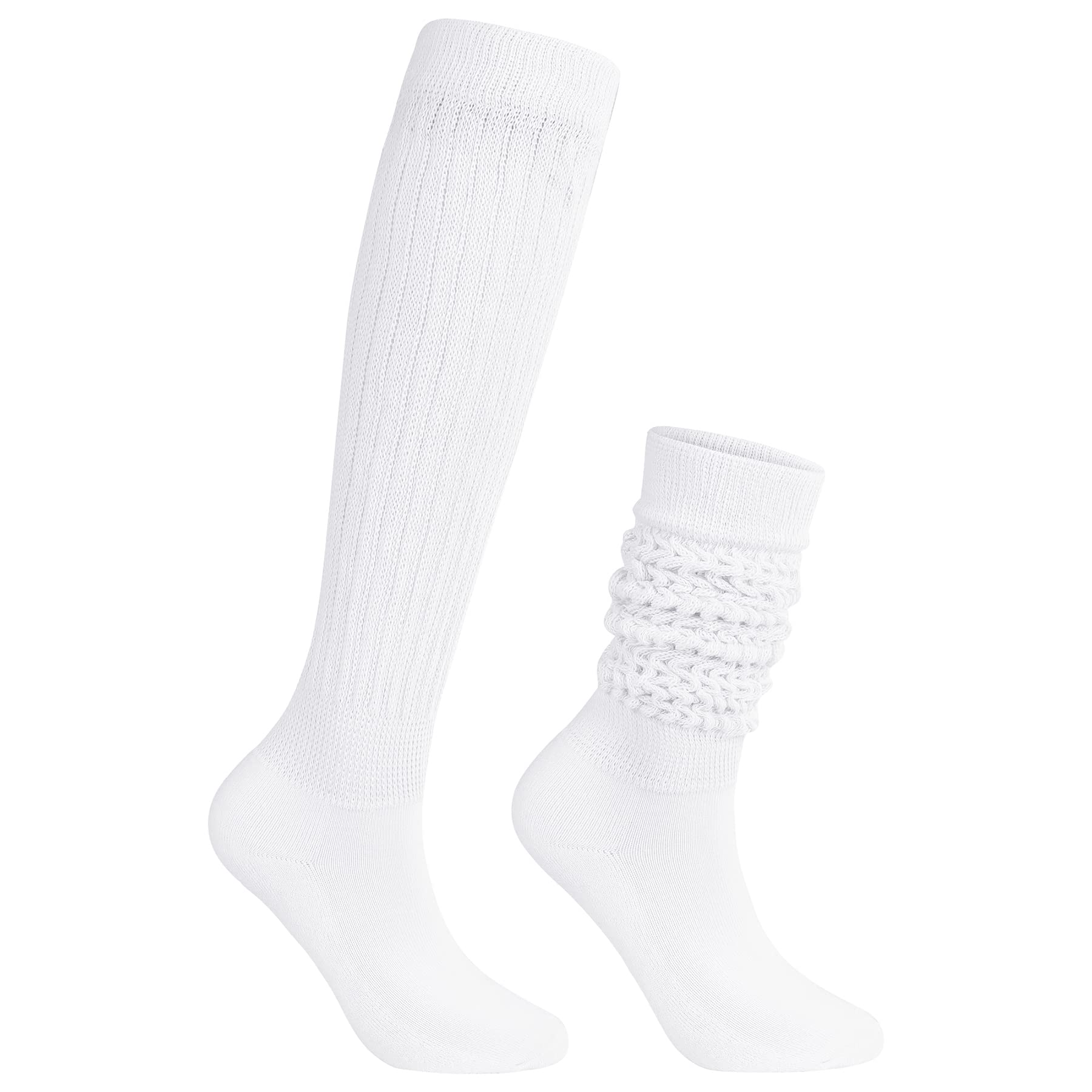 Zando Slouch Socks Women Scrunchie Socks Heavy Sexy Soft Extra Long Stacked Boot Socks Knee High Knit Boot Socks Colorful Socks 80s 90s clothes 80s 90s Socks Outfit Socks White One size