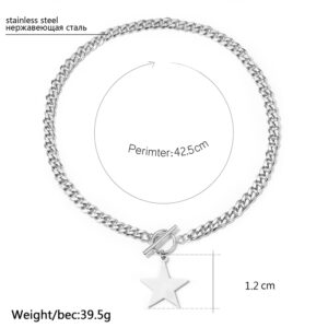 MIFYNN Silver Star Cuban Link Necklace Fashion Style Star Necklaces for Women, Silver Necklace for Women to Surprise Friends And Relatives, Friendship Necklace is Also the Best Birthday Gift