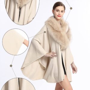 New Deve Newdeve Bridal Capes Shawls Winter Fall Warm Faux Fur Open Wraps Knitted Plus Sizes Sweater Evening Party Cloaks, Khaki, Standard