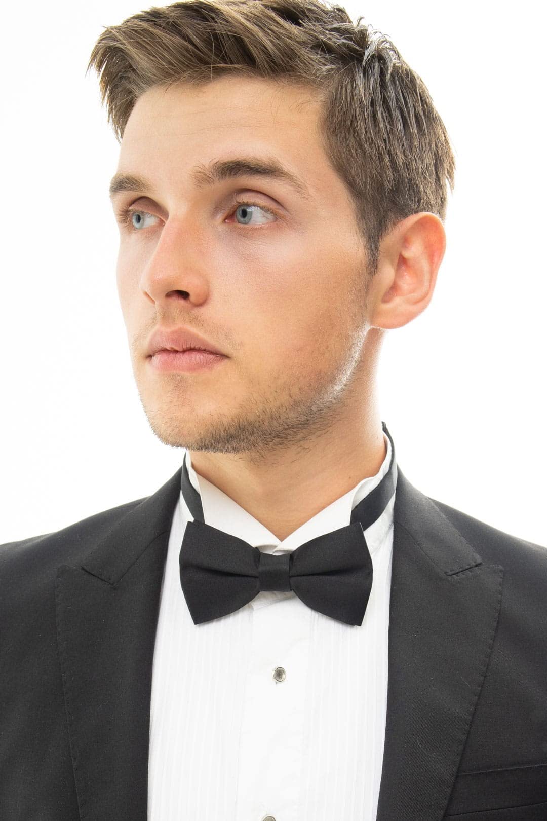 Men's Classic Pre-Tied Satin Formal Tuxedo Bowtie with Handkerchief Adjustable Length for Wedding Party and Prom (BLACK) Standart