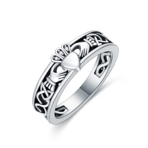 lelouchy claddagh ring celtic knot irish couples heart personalized memorial band poison rings 925 sterling silver for women men-c