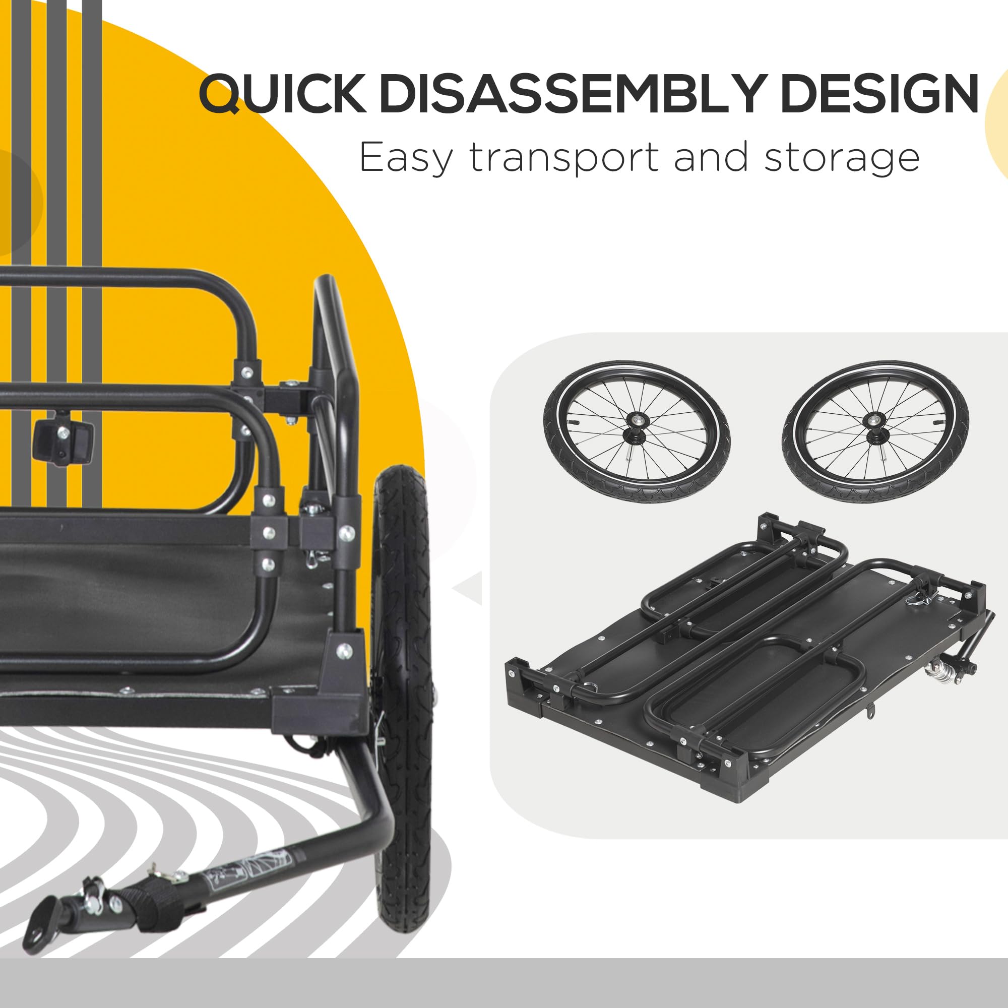 Aosom Bike Cargo Trailer Bike Wagon Bicycle Trailer with Suspension, Triple Safety Features, 16'' Wheels, 88 lbs Max Load