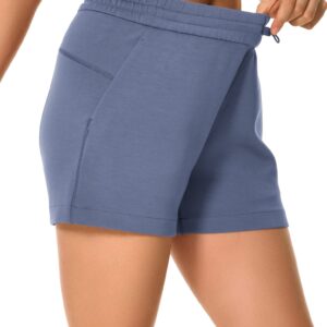 Colorfulkoala Women's High Waisted Ultra Soft Athletic Jersey Shorts Casual Summer Lounge Pants with Pockets (M, Niagara Blue)