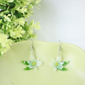 Genshin Impact Earrings Venti's Cecilia Flower Dangle Earrings Cosplay Accessories Collectable Gift For Genshin Gamer & Anime Fans, Simple White Flower Jewelry For Women Girls.