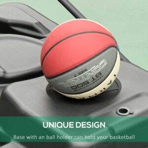 Soozier Portable Basketball Hoop, 5.2-10' Adjustable Height, Weight Base with Ball Holder, Basket Ball Stand on Wheels with 43" Backboard for Outdoor Junior Youth Adult Use, Black, White