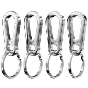 4pcs metal carabiner clip keyring keychain key ring chain holder for car keys/purse- silver keychain hook organizer