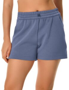 colorfulkoala women's high waisted ultra soft athletic jersey shorts casual summer lounge pants with pockets (m, niagara blue)