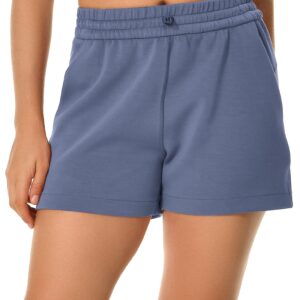 Colorfulkoala Women's High Waisted Ultra Soft Athletic Jersey Shorts Casual Summer Lounge Pants with Pockets (M, Niagara Blue)