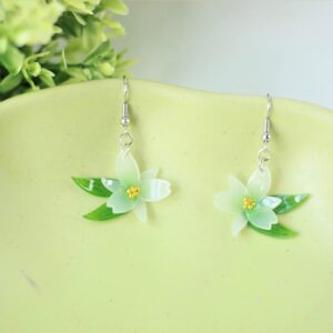 Genshin Impact Earrings Venti's Cecilia Flower Dangle Earrings Cosplay Accessories Collectable Gift For Genshin Gamer & Anime Fans, Simple White Flower Jewelry For Women Girls.