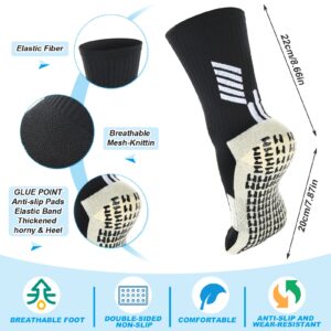 Jspupifip 2 Pair Soccer Socks Men,Ankle Socks Youth Black/White Speed Anti Slip Grip Pads Football Sock Gain the Edge Grip Soccer Socks for Women Girls Boys Teen Kids(White,Black)