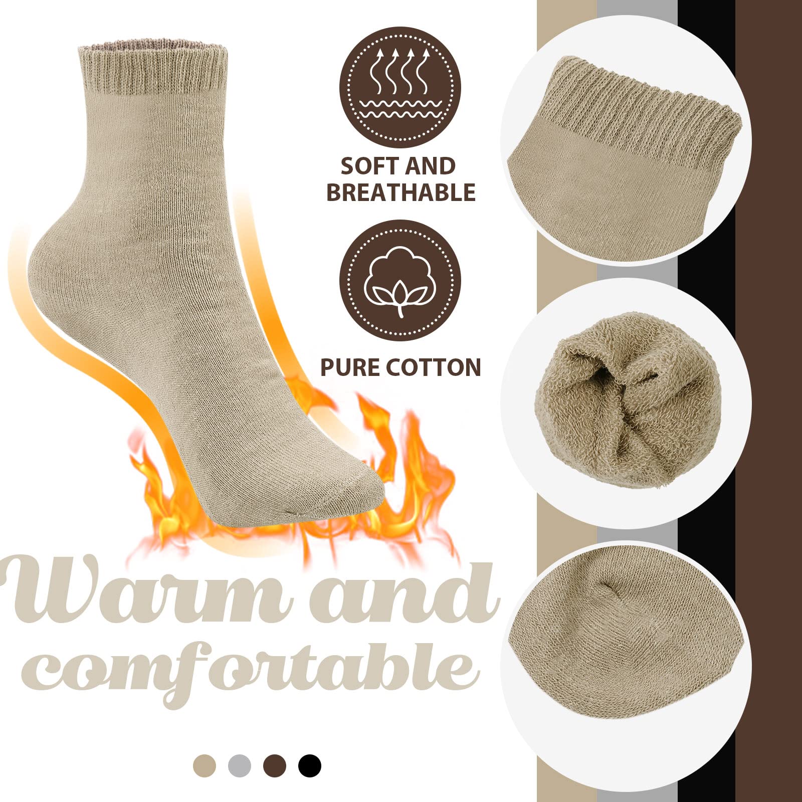 Jecery 60 Pairs Thermal Winter Socks Warm Socks for Men and Women Bulk Winter Socks Cold Weather Boot Sock Bulk Pack Donation Charity Care Bundle Warm Gift (Classic Colors)