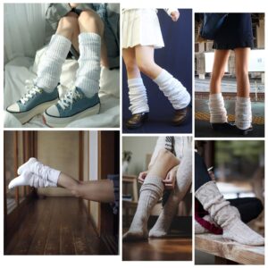 Zando Slouch Socks Women Scrunchie Socks Heavy Sexy Soft Extra Long Stacked Boot Socks Knee High Knit Boot Socks Colorful Socks 80s 90s clothes 80s 90s Socks Outfit Socks White One size