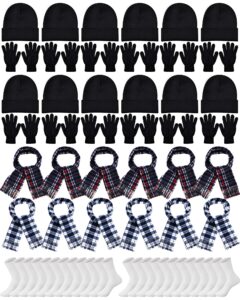 48 pieces winter gloves scarves beanies socks set winter homeless care package bulk for homeless charity warm gift